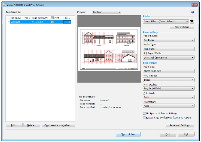 Canon iPF Direct Print & Share Large Format Printing Software